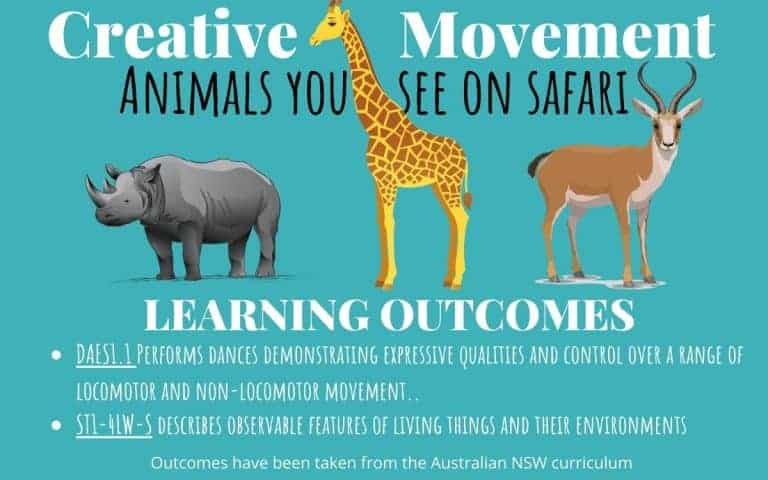 Creative Movement for Kids & Toddlers Exploring Safari Animals